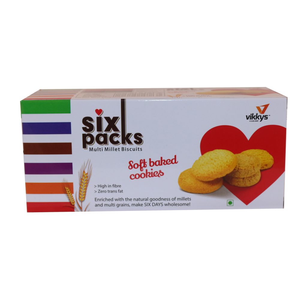 Six Packs Cookies ( Multi Millet Biscuits ) - Net.wt : 120g - Vikkys