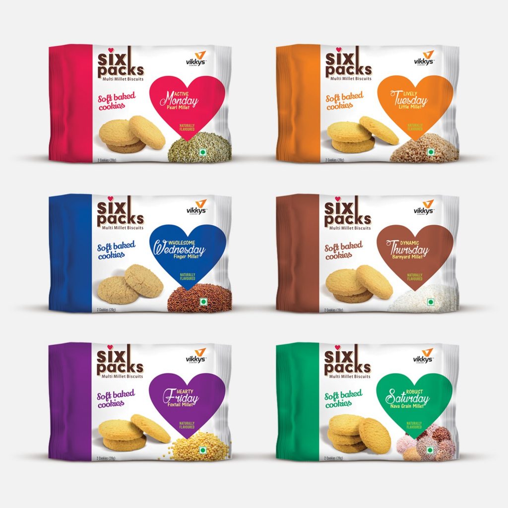 Six Packs Cookies ( Multi Millet Biscuits ) - Net.wt : 120g - Vikkys